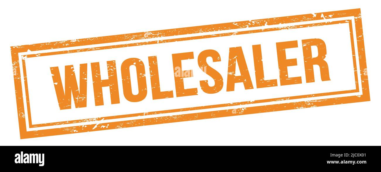 WHOLESALER text on orange grungy vintage rectangle stamp Stock Photo ...