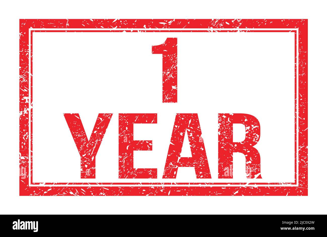 1 YEAR, words written on red rectangle stamp sign Stock Photo - Alamy