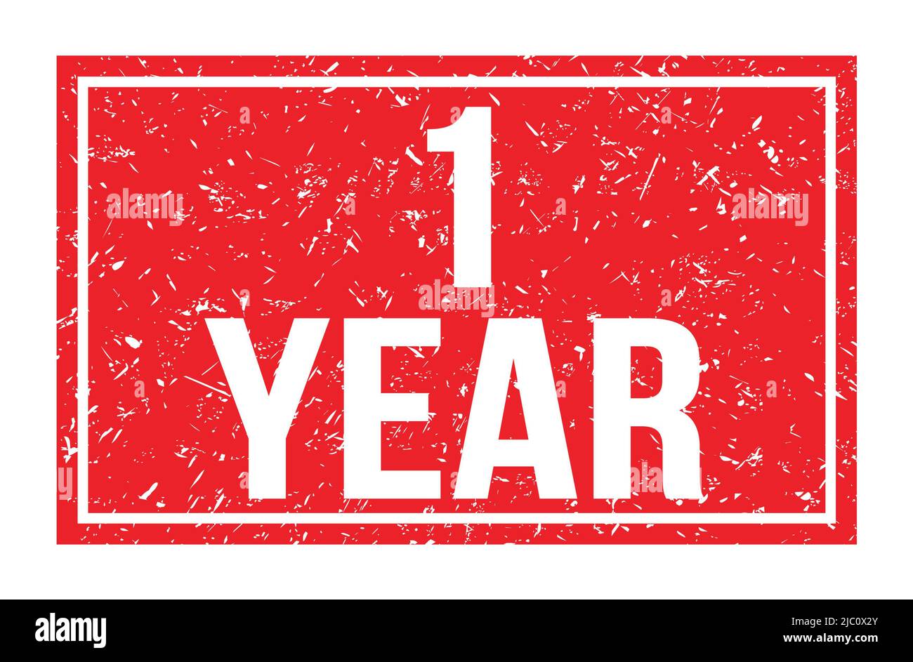 1 YEAR, words written on red rectangle stamp sign Stock Photo - Alamy