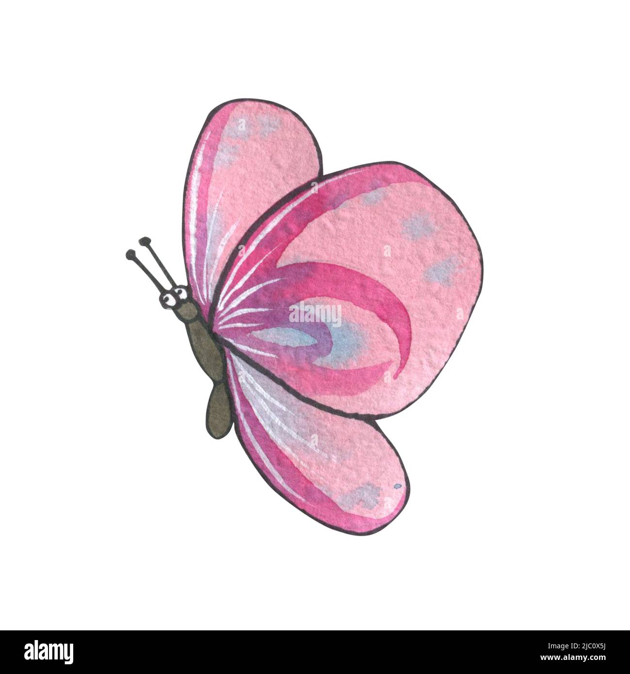 Watercolor illustration of happy Easter day. Isolated image. Butterfly ...