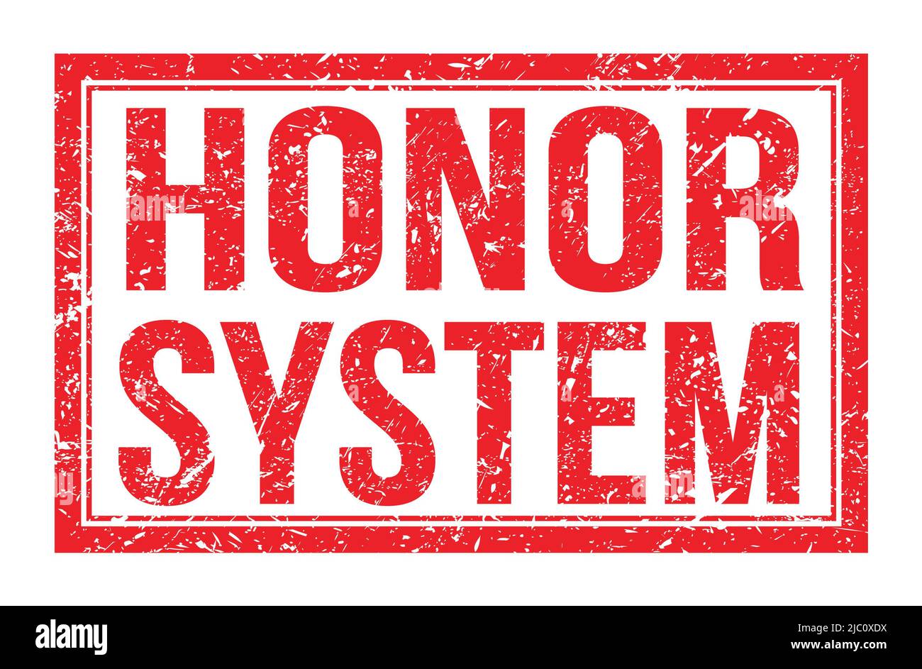 HONOR SYSTEM, words written on red rectangle stamp sign Stock Photo - Alamy