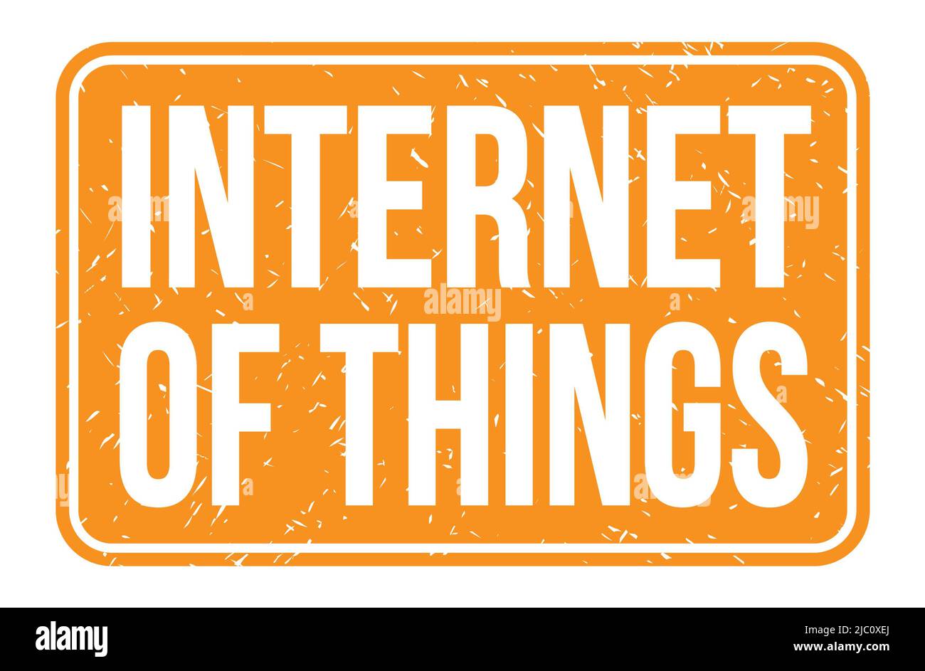INTERNET OF THINGS, words written on orange rectangle stamp sign Stock ...