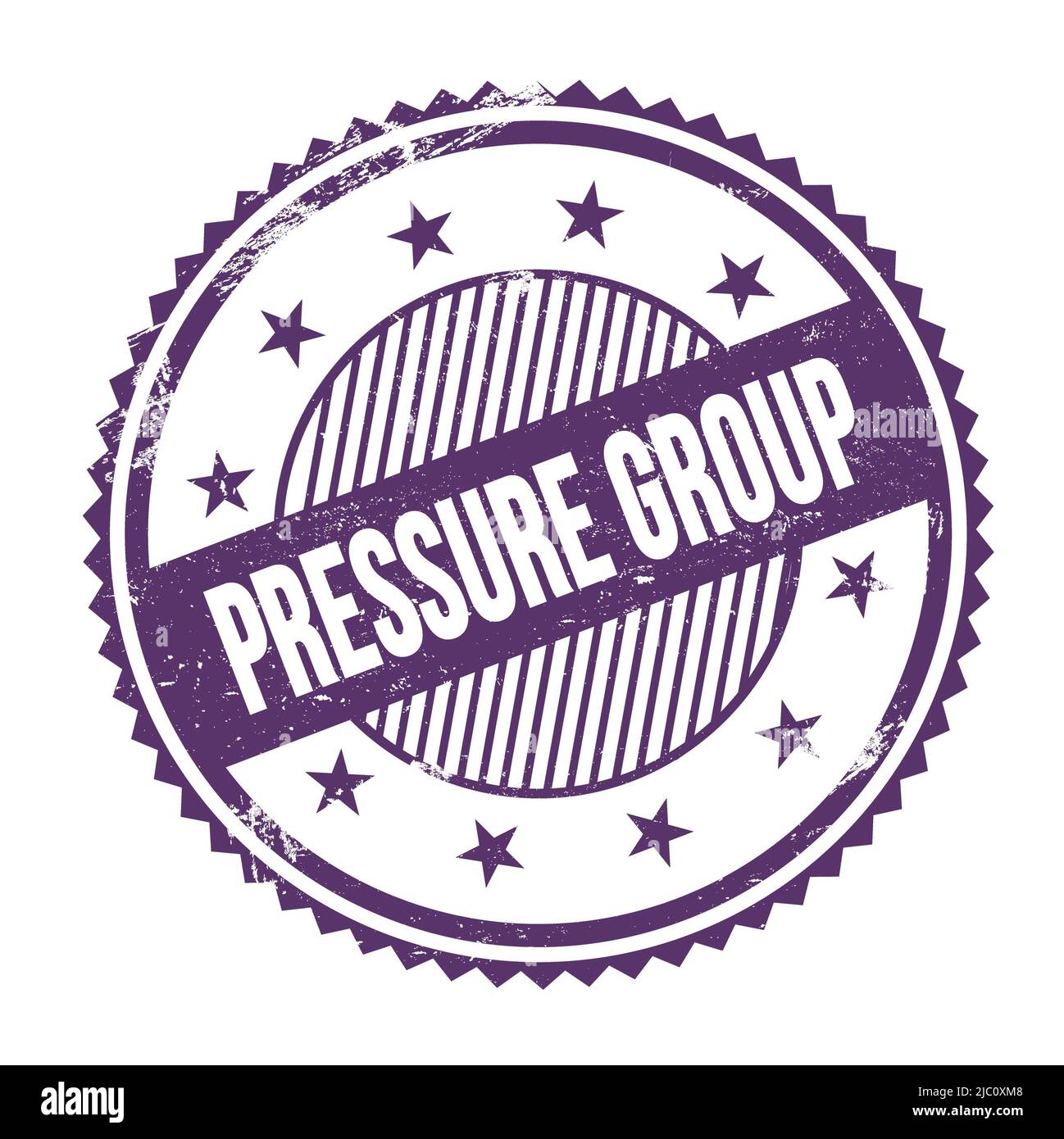 PRESSURE GROUP text written on purple indigo grungy zig zag borders ...