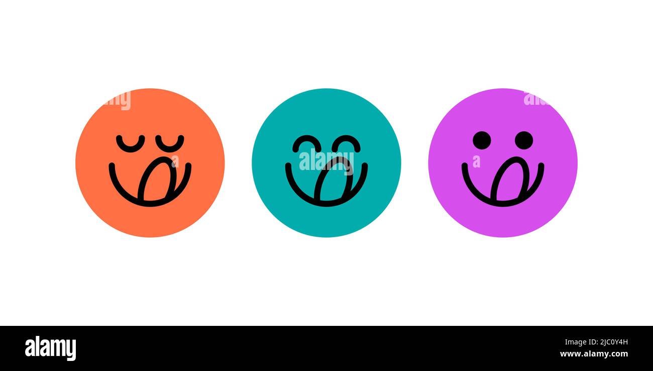 Delicious food symbol, smiling face with tongue logo. Vector ...