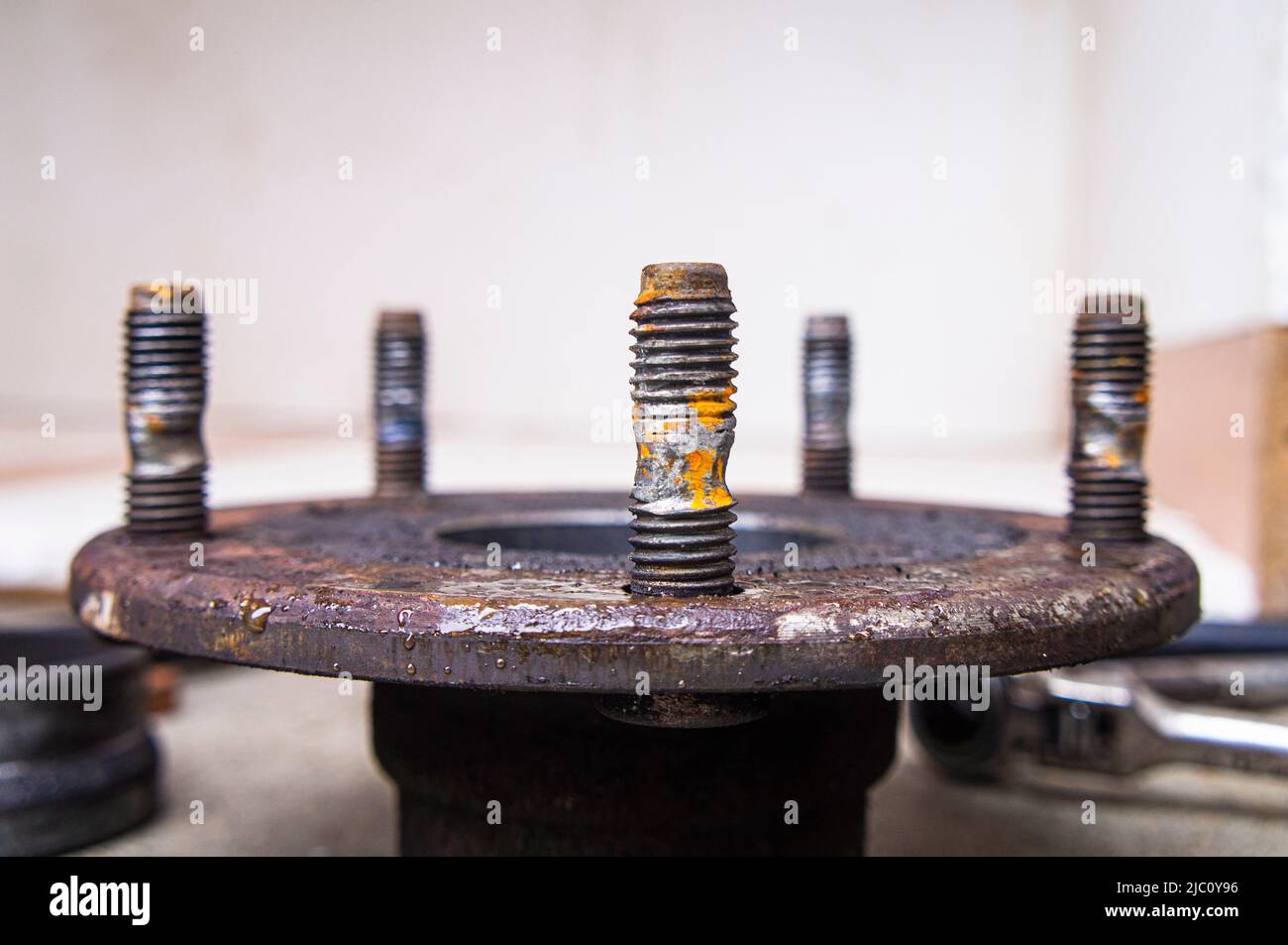 Illustrative photo, Ford Transit,rusty rear car wheel hub, car ...