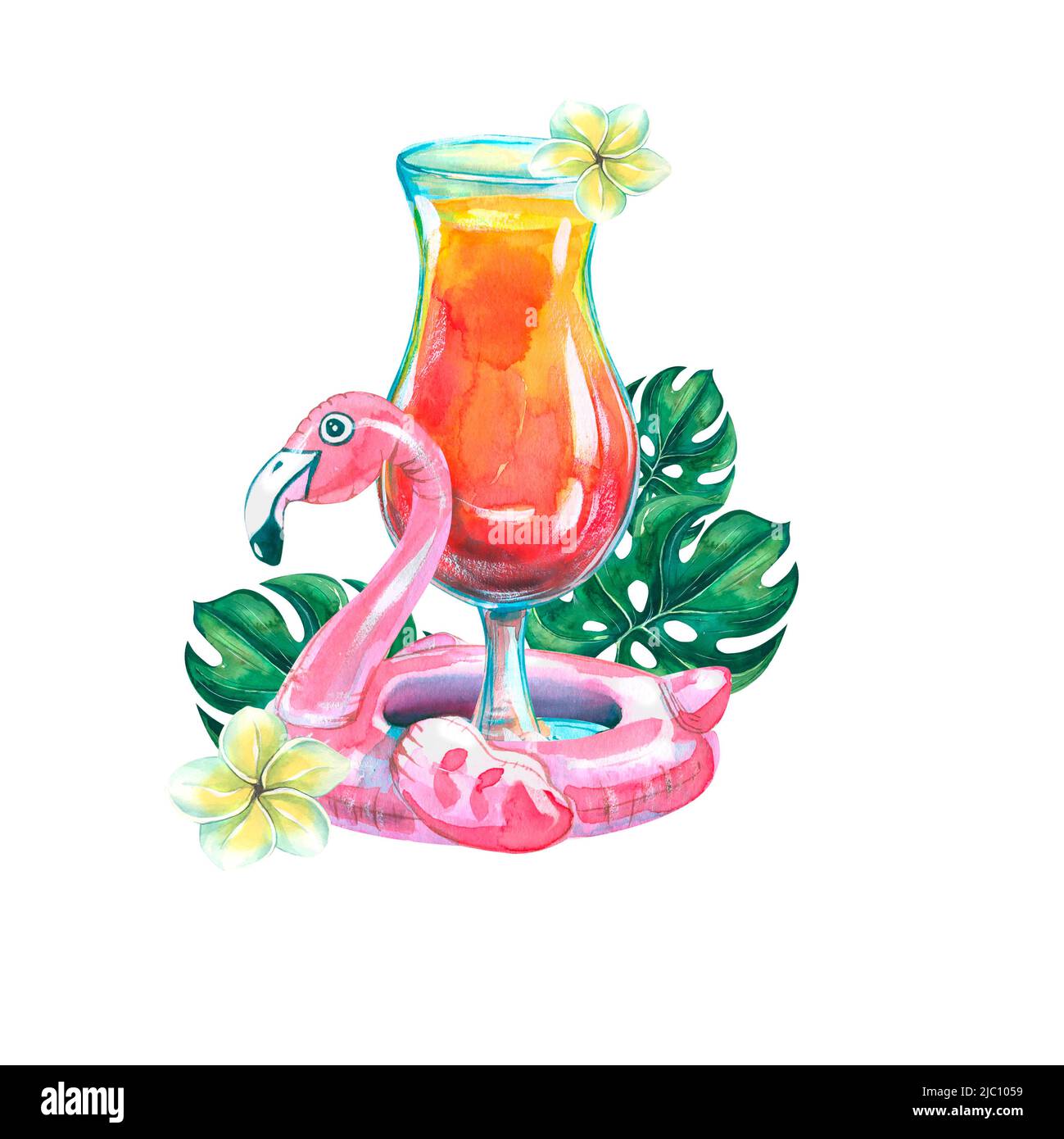 Watercolor illustration composition on the theme of a beach bar Stock ...
