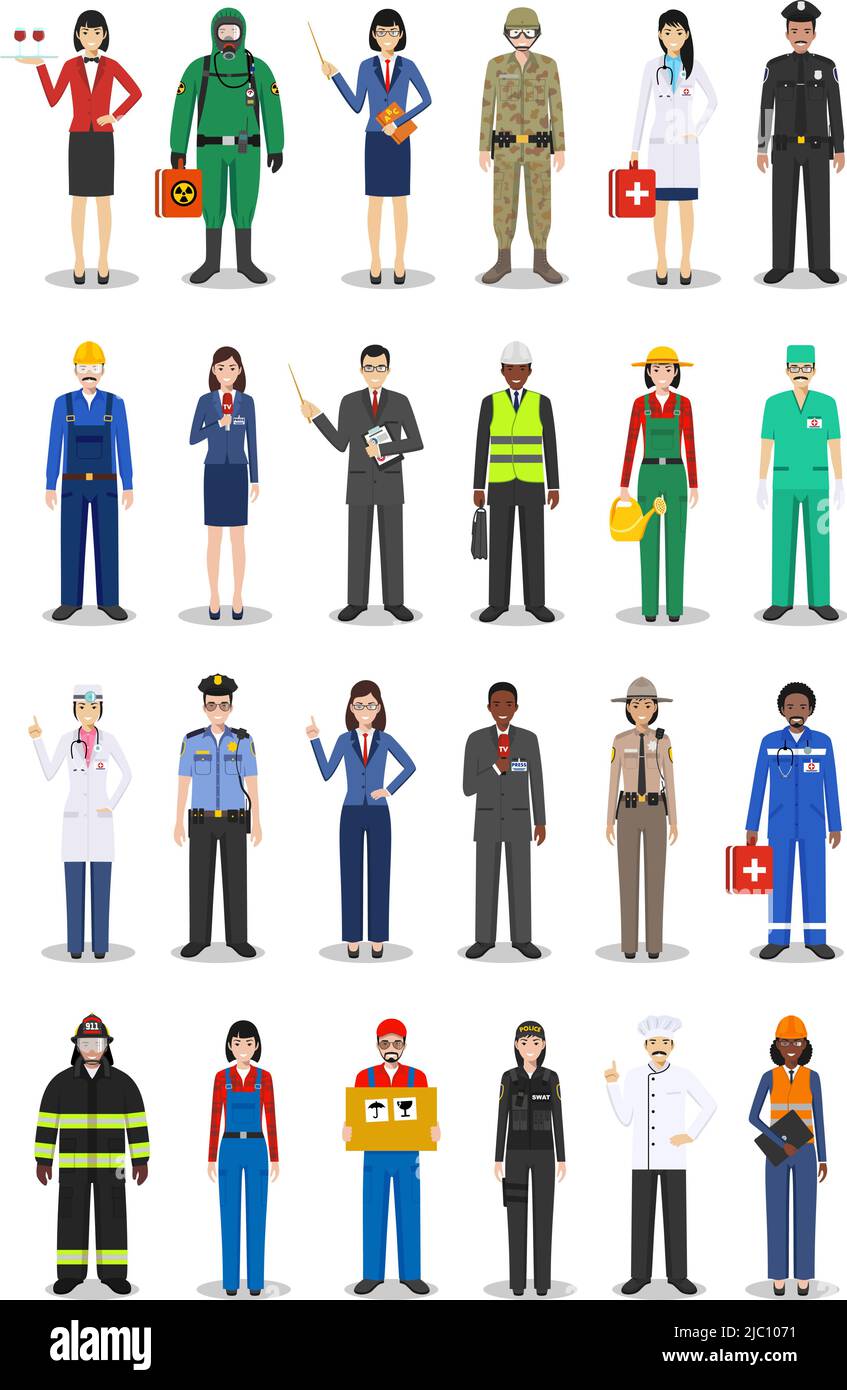 People occupation characters set in flat style isolated on white ...