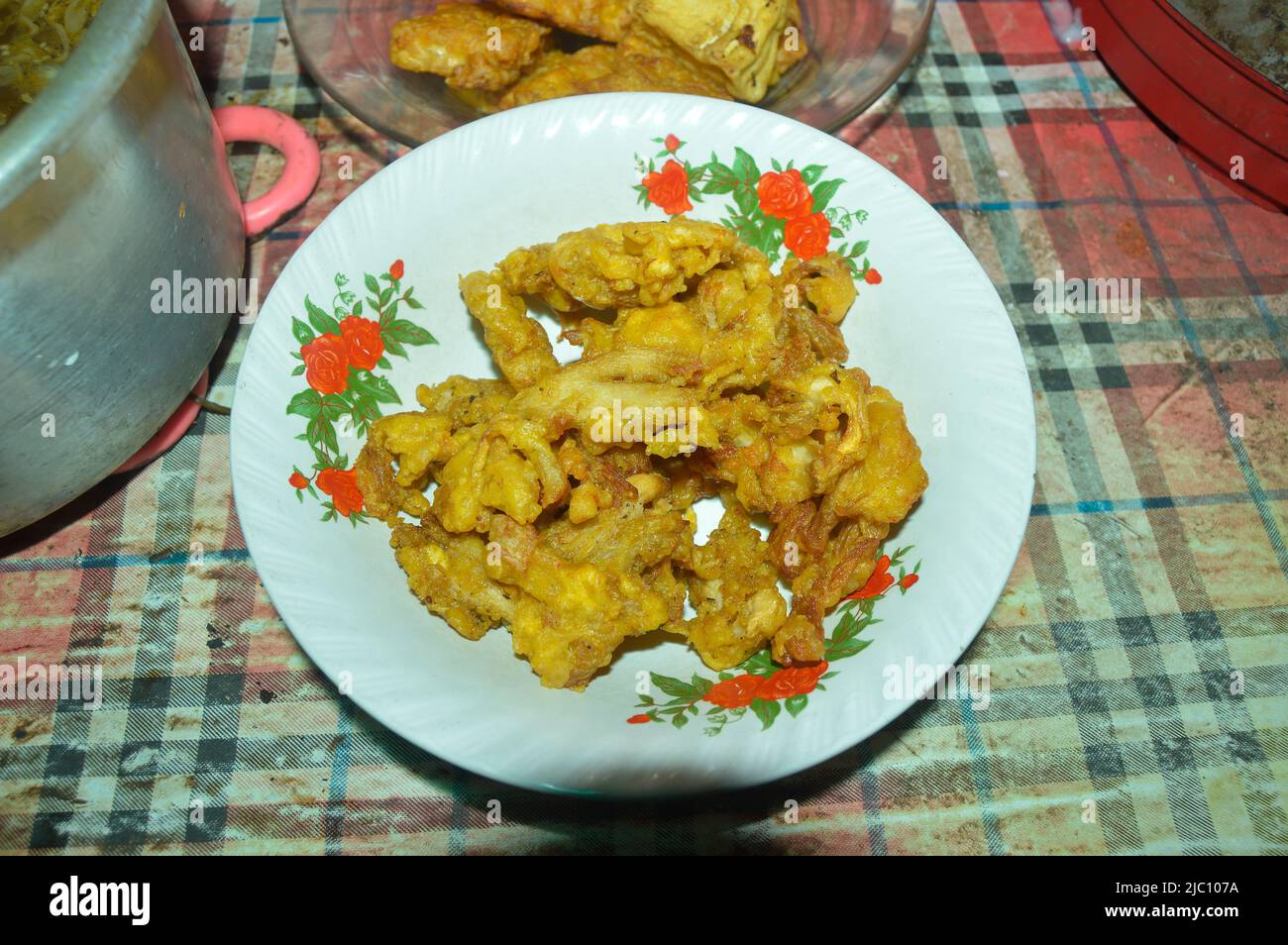 fried flour mushroom food menu Stock Photo - Alamy