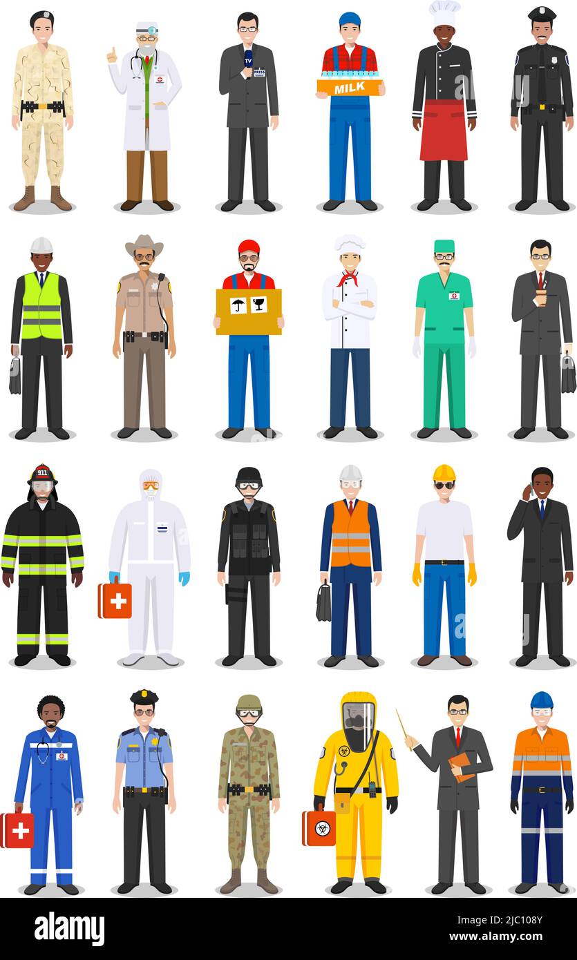 People occupation characters set in flat style isolated on white ...