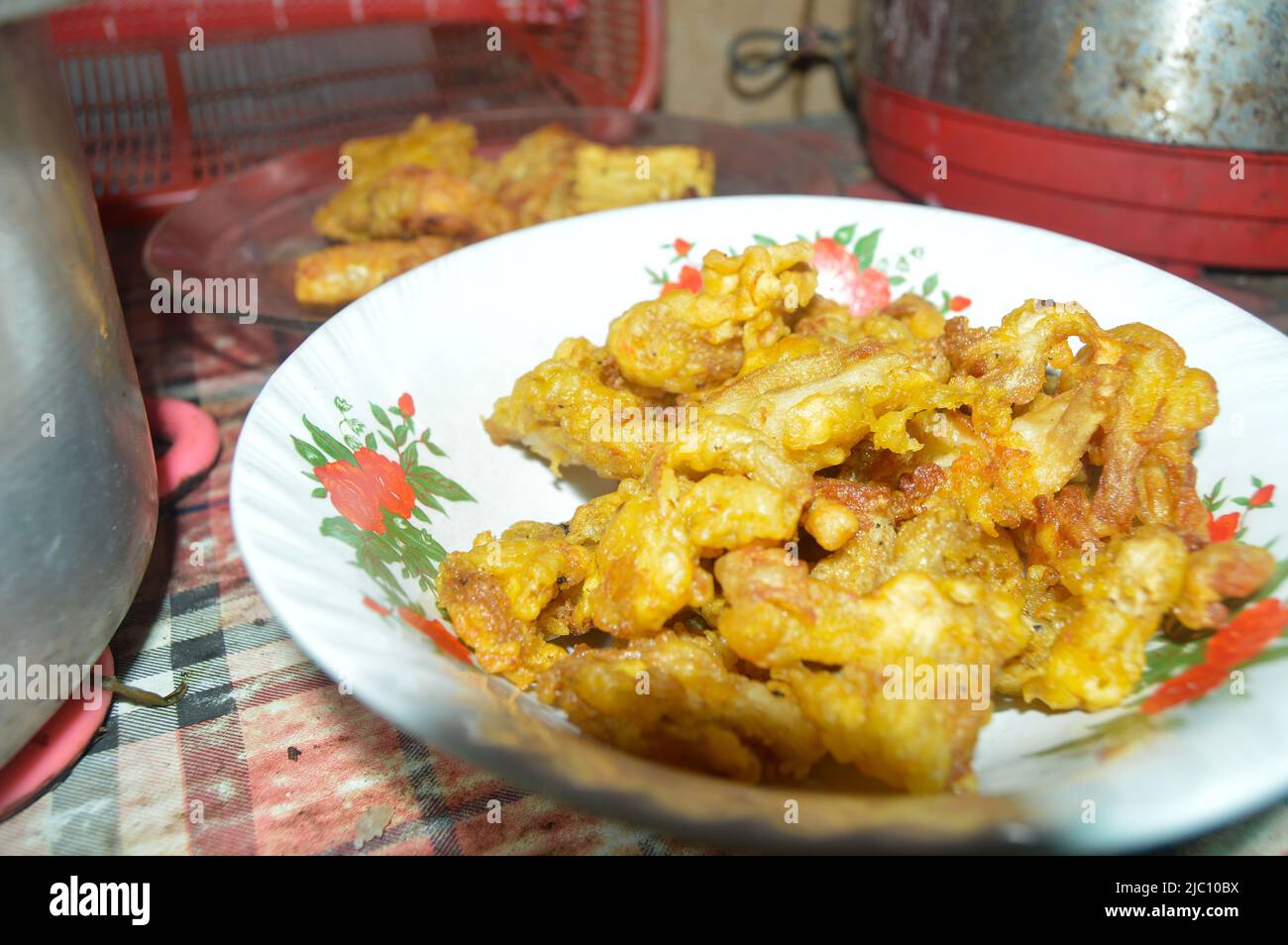 fried flour mushroom food menu Stock Photo - Alamy