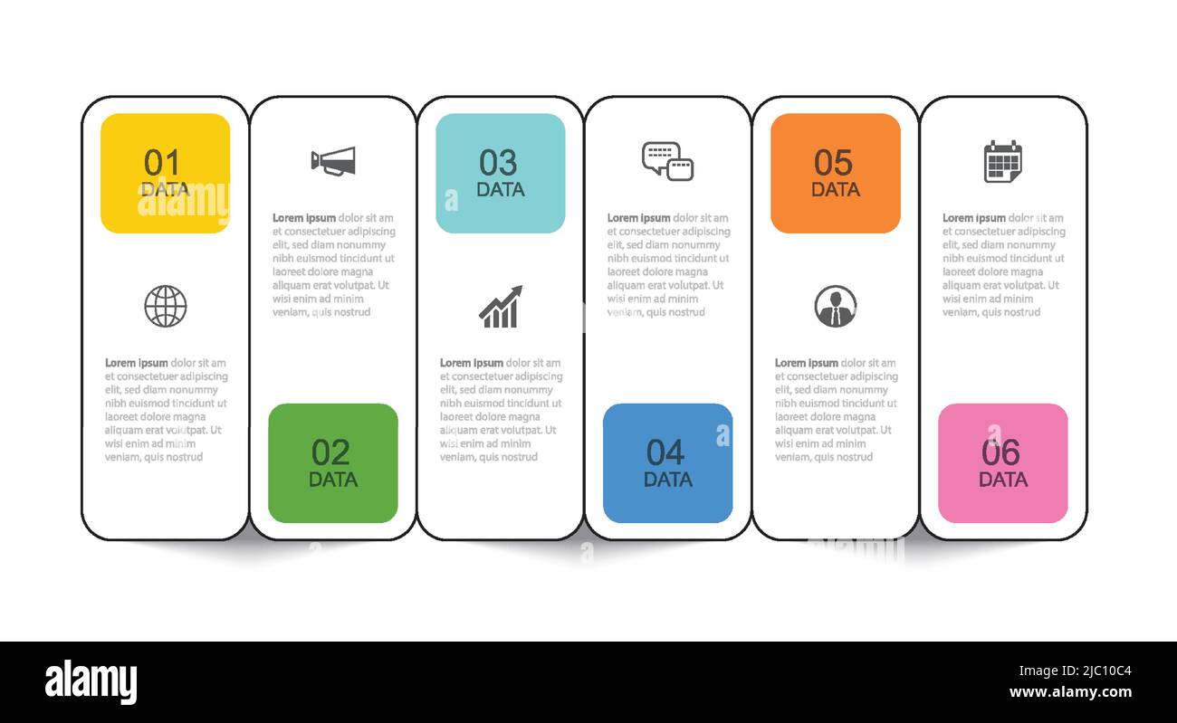 6 data infographics tab thin line index template. Vector illustration ...