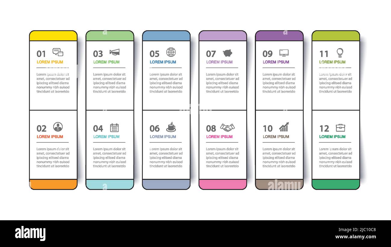 12 data infographics tab thin line index template. Vector illustration ...