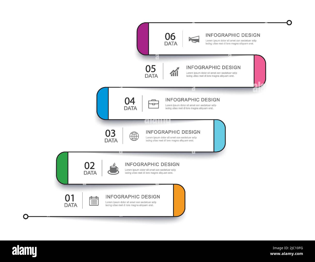 6 data infographics tab thin line index template. Vector illustration ...