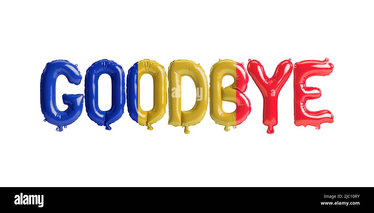 3d illustration of goodbye-letter balloons with chad flag isolated on ...