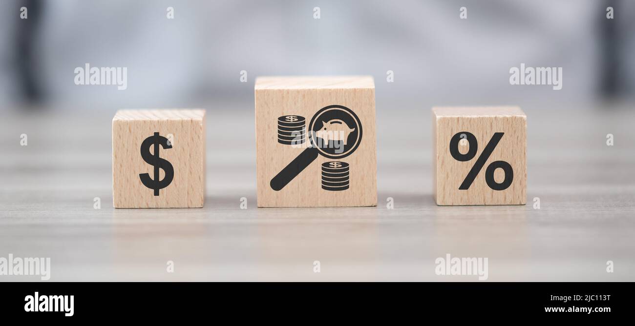 Wooden blocks with symbol of money management concept Stock Photo - Alamy