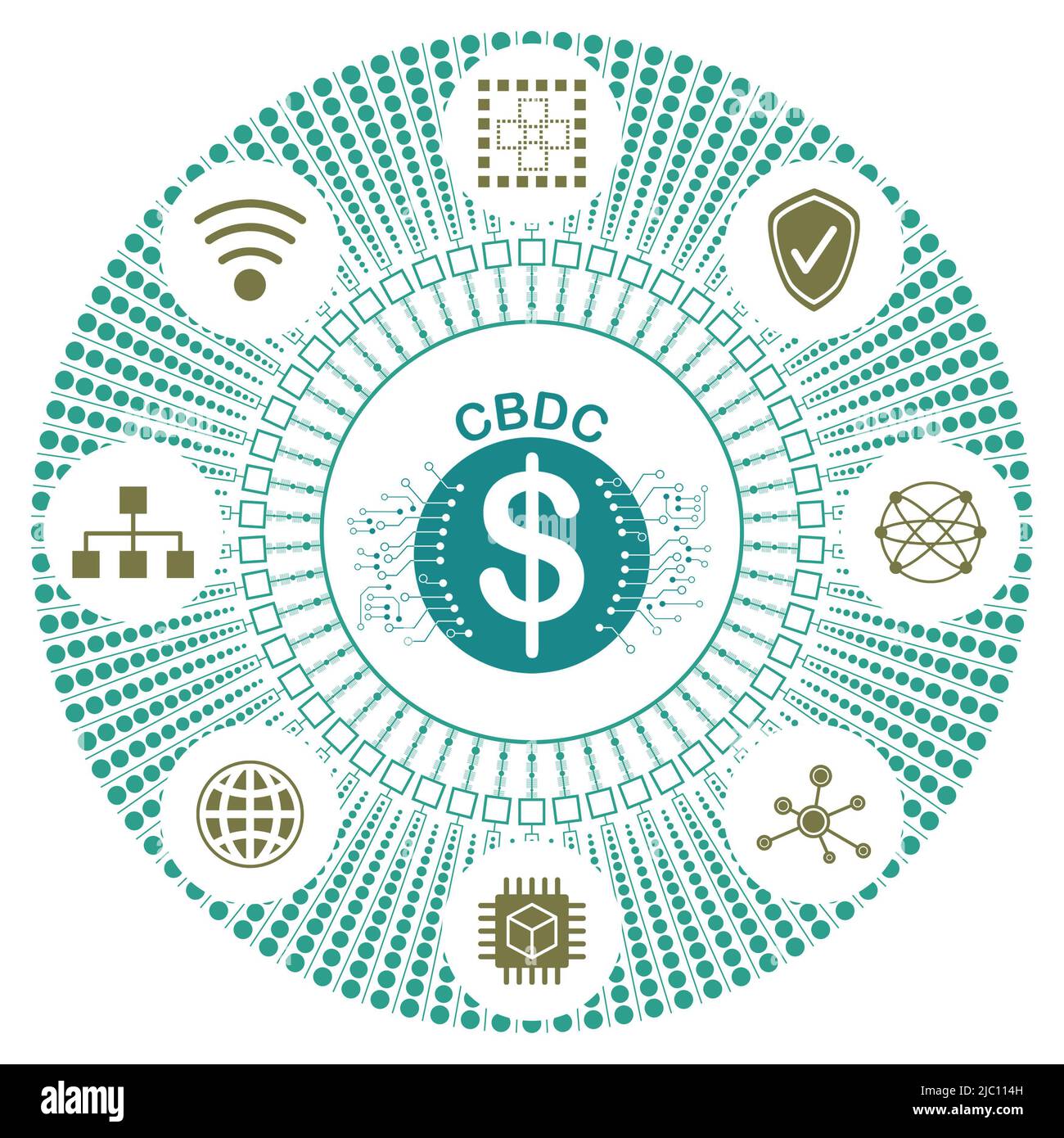 Concept of cbdc with connected icons Stock Photo - Alamy