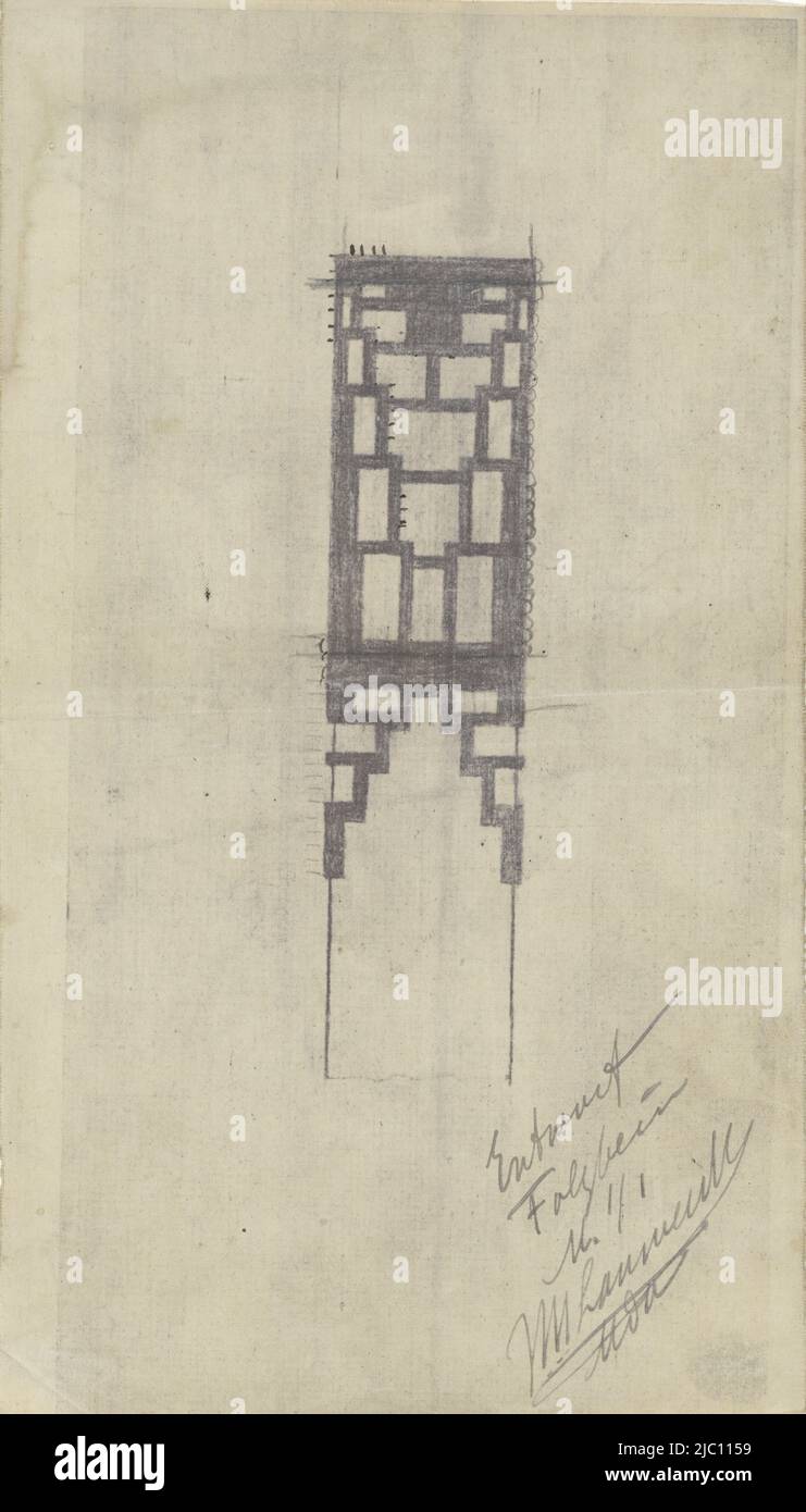 Design for a folding leg, draughtsman: Mathieu Lauweriks, 1874 - 1932 ...