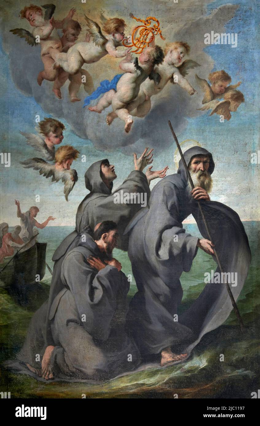 San Francesco di Paola che cammina sulle acque - olio su tela ...