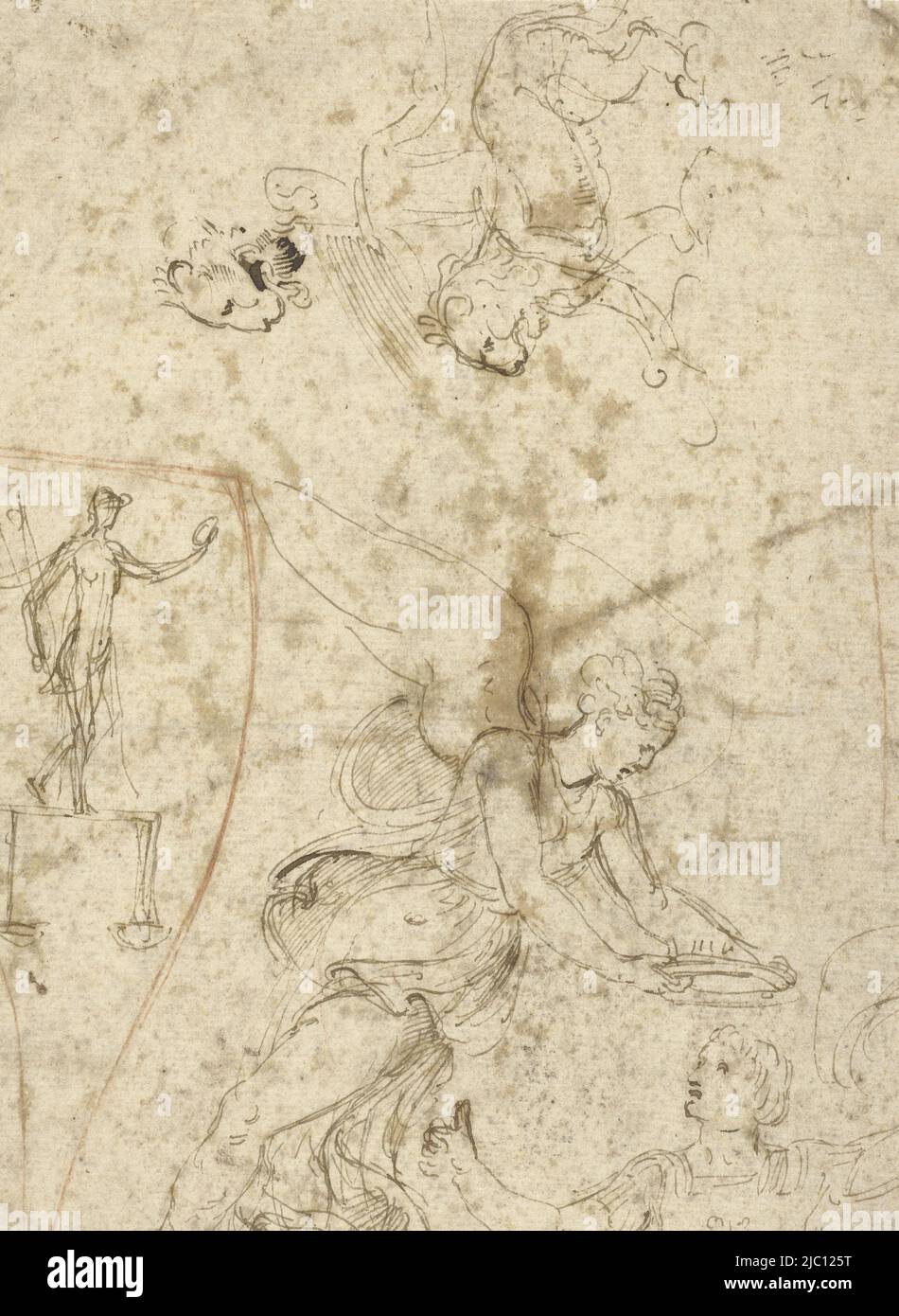Winged genius crowns a general, draughtsman: Giulio Romano, 1532 - 1537 ...