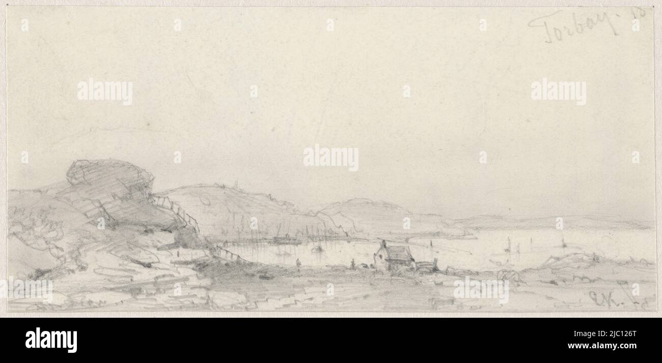 Coastal landscape near Torbay, draughtsman: Everhardus Koster, 1827 ...