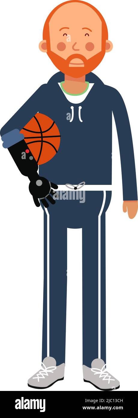 Basketball player with prosthetic arm. Inclusive sport concept Stock ...