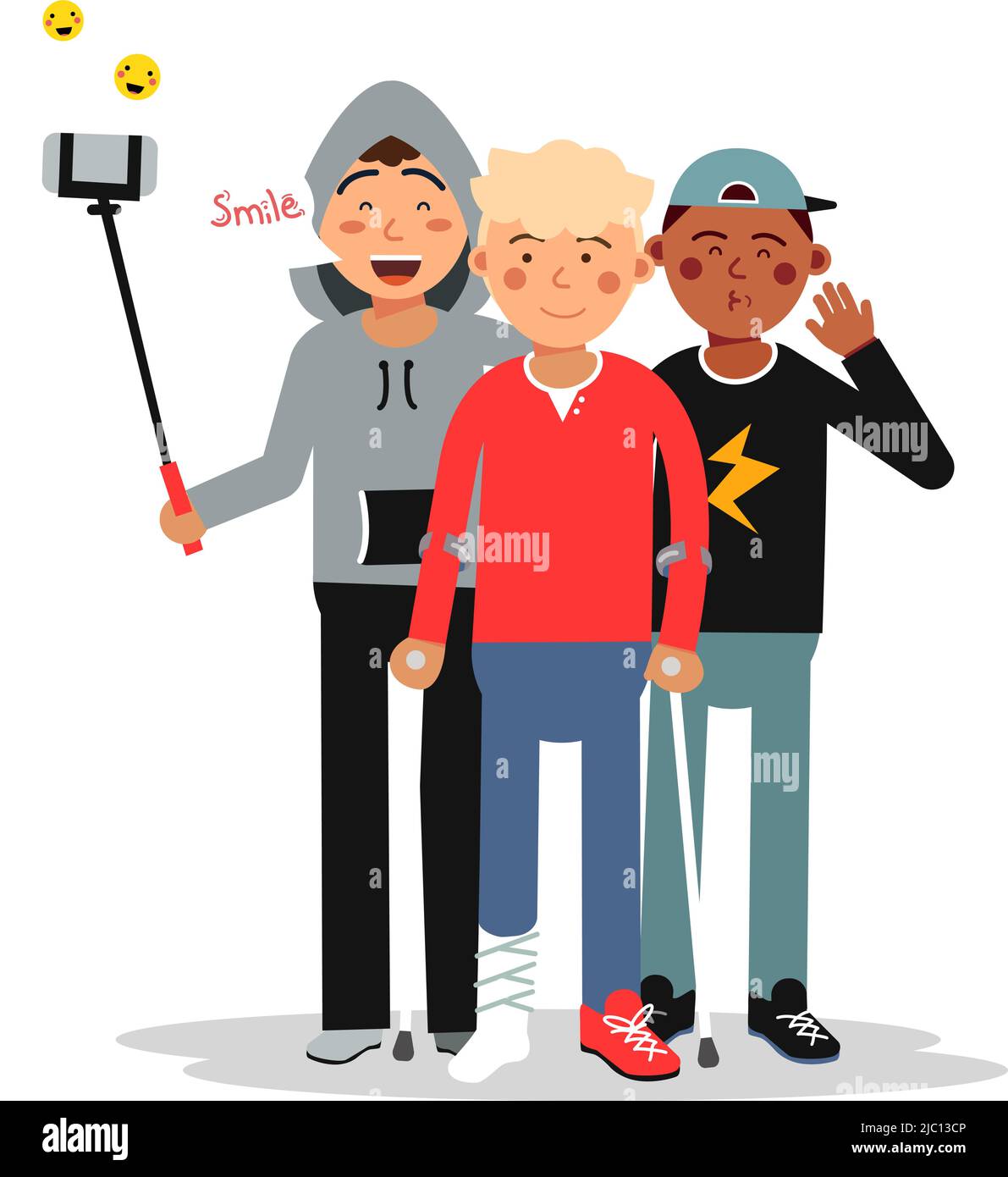 Inclusive friendship concept. Different boys happy together Stock ...