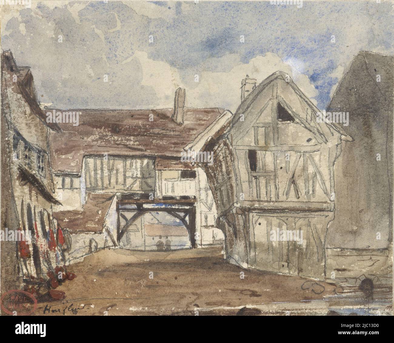 Design for a print, Face at Honfleur, draughtsman: Paul Huet, France ...