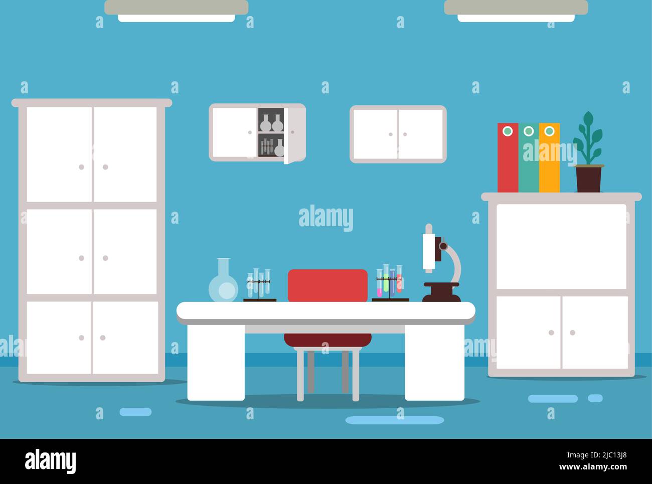 Scientist office room interior. Research workplace background Stock ...