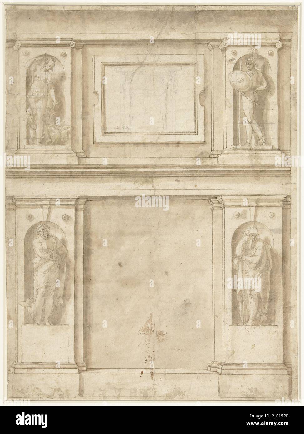 Design for the layout of a wall plane, with images of Mars and Venus ...