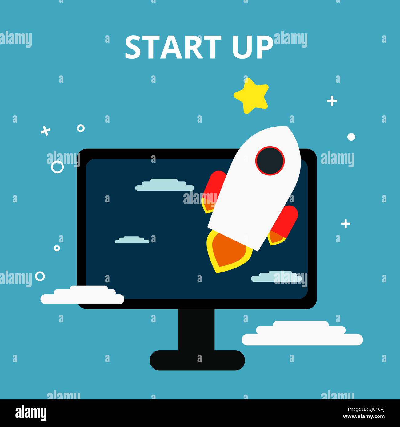 Startup sign. Square business launch concept icon Stock Vector Image ...