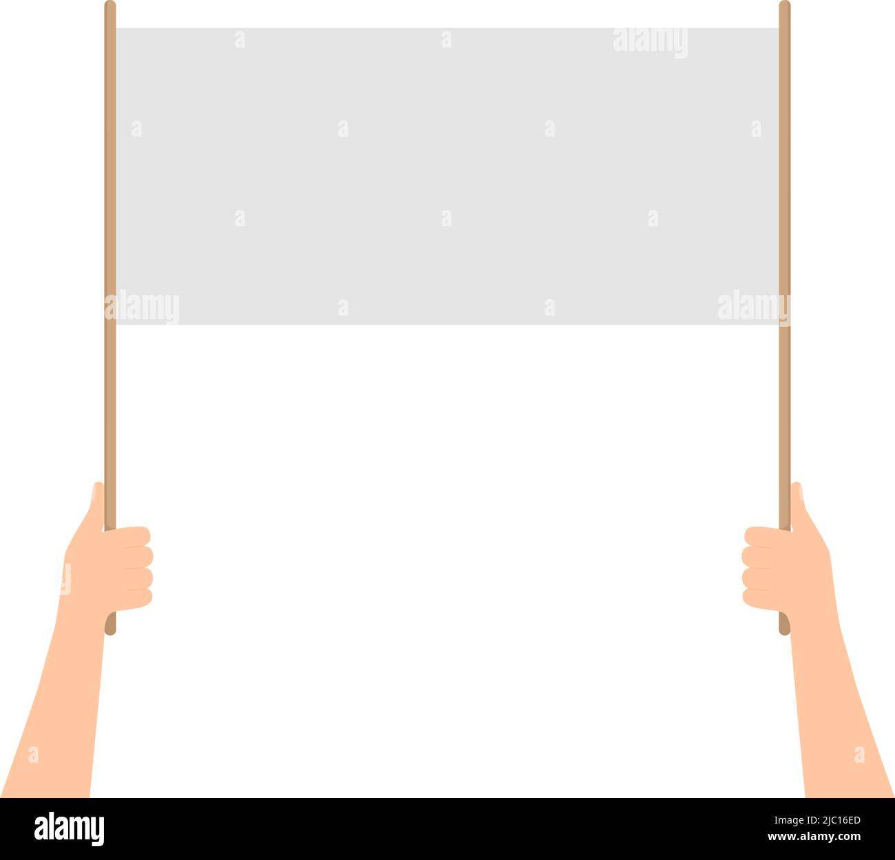 Hands Holding Blank Placard Street Demonstration And Protest Concept