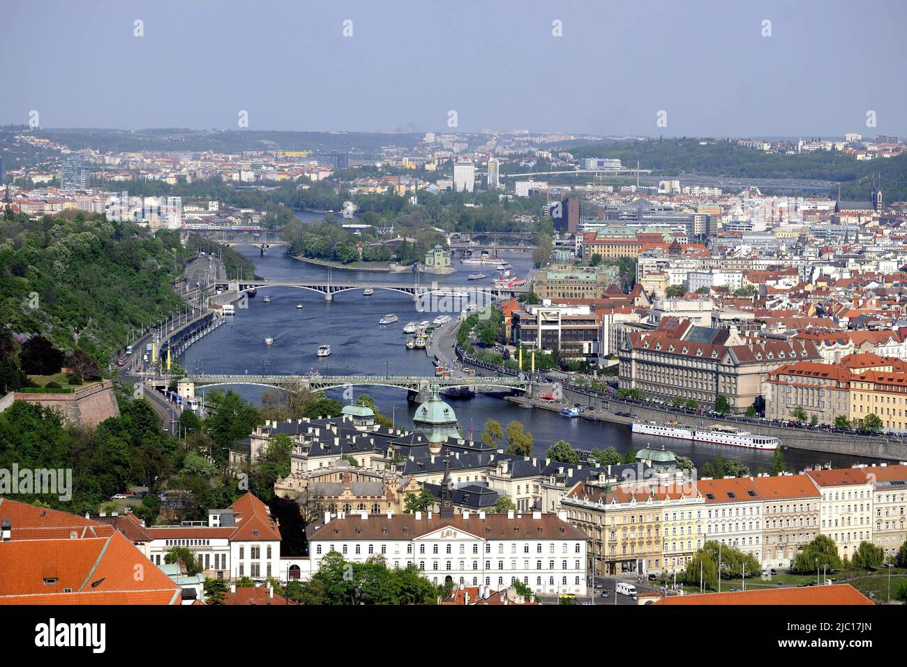 Vista over the old town of Prague, Moldau, UNESCO cultural heritage, Czech Republic, Prague ...