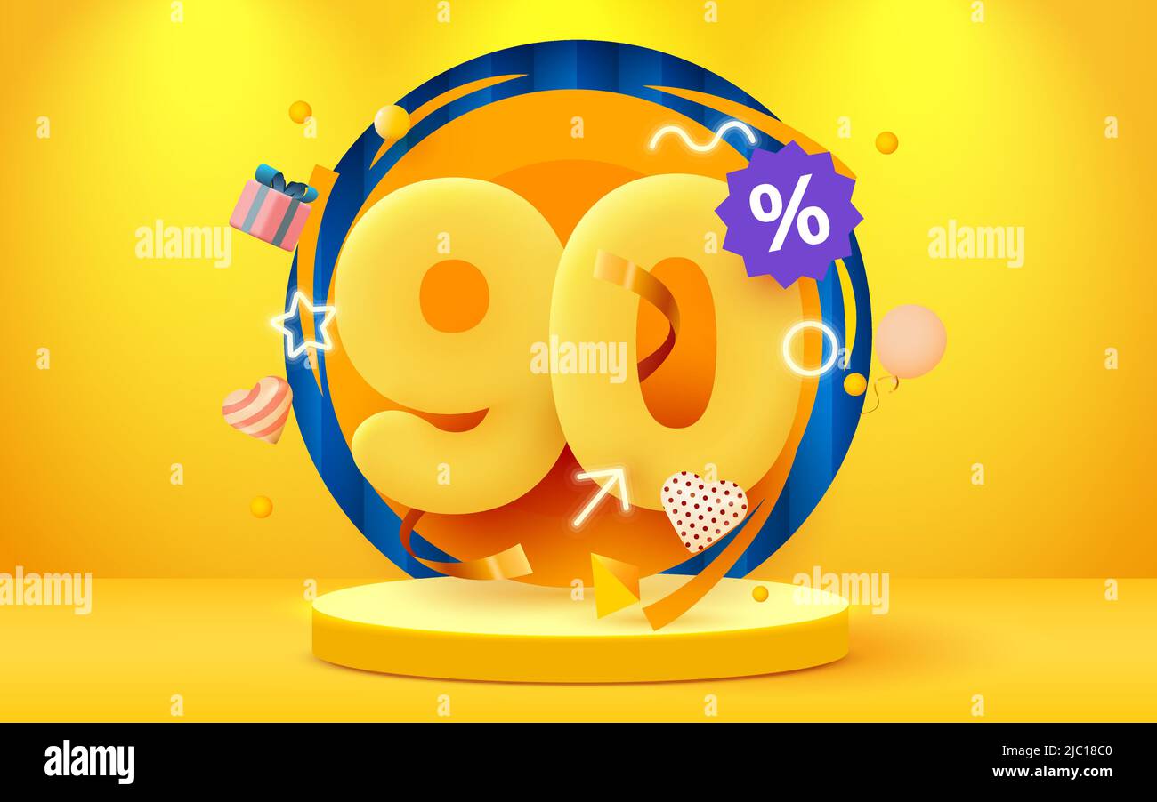 90 percent Off. Discount creative composition. Sale symbol with ...