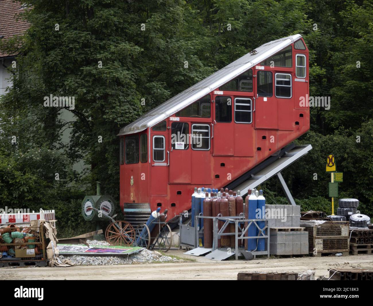 Graz Austria funicolar railway transportation to clock tower old red ...