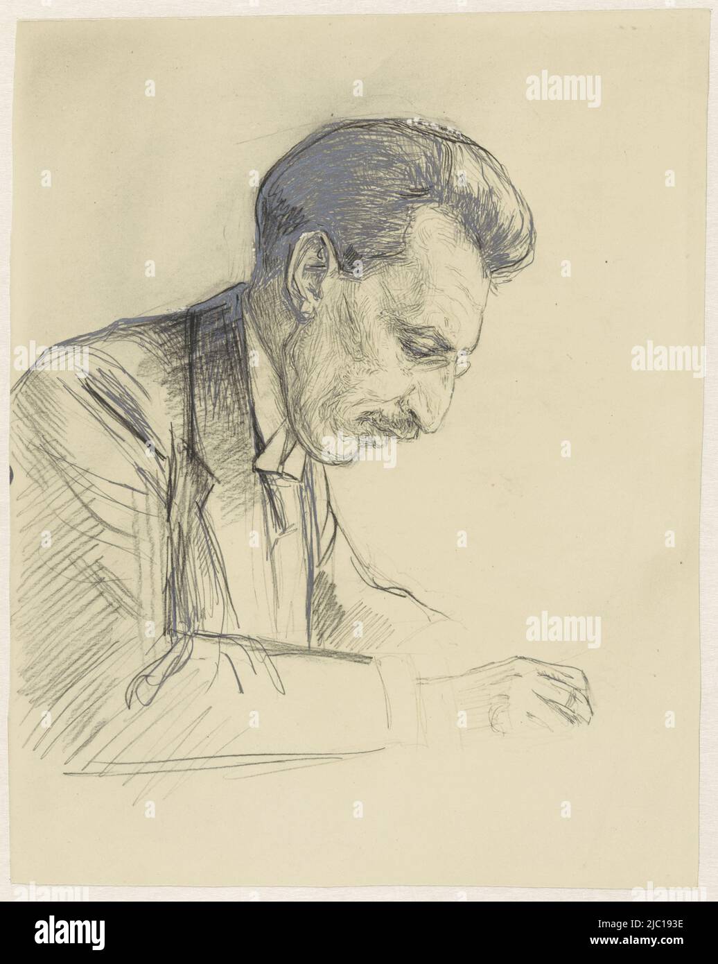 Portrait of P. Visser, profile to the right, draughtsman: Jan Veth ...