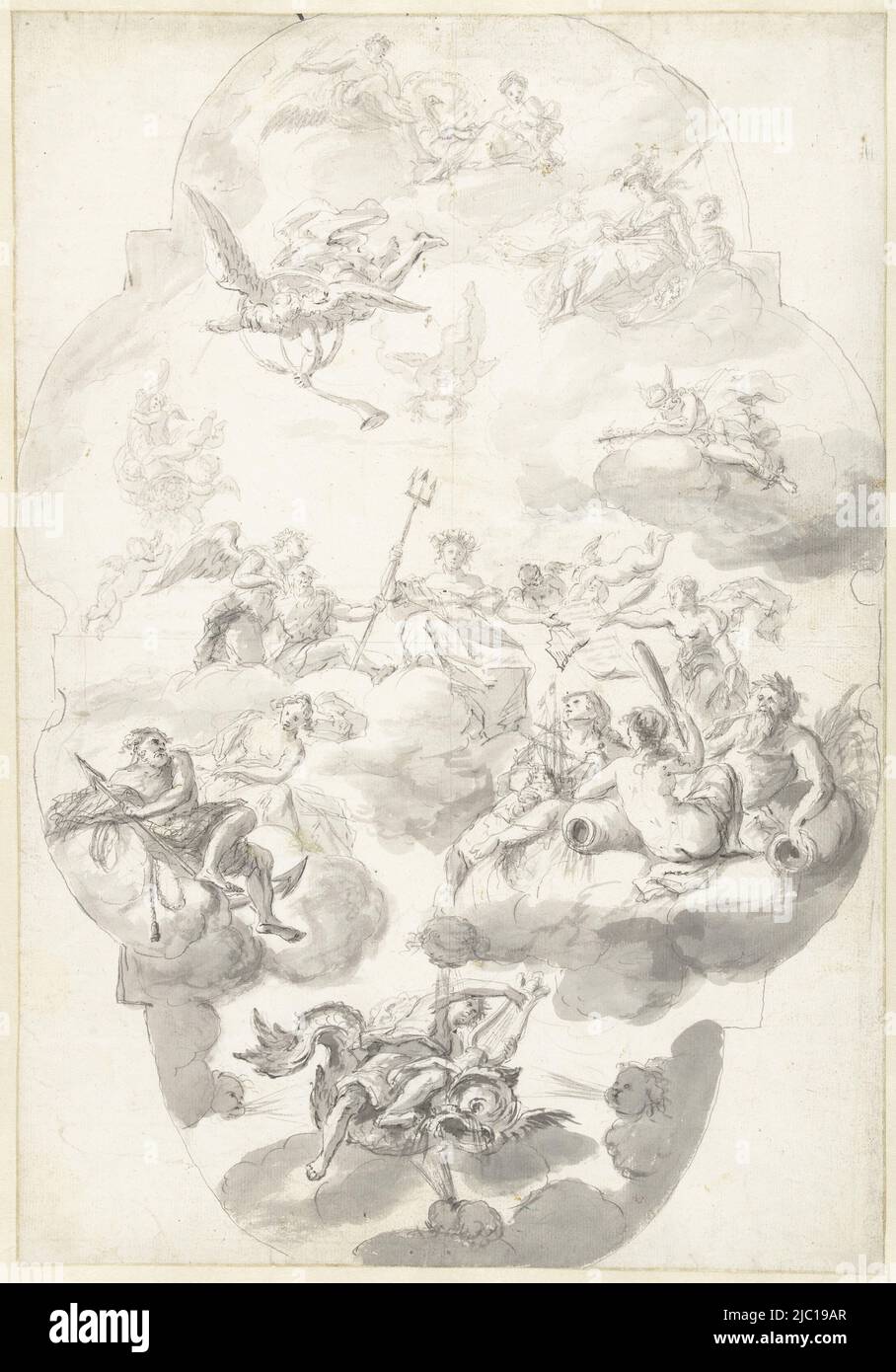 Design for a ceiling painting, Sketch for a ceiling with allegorical ...