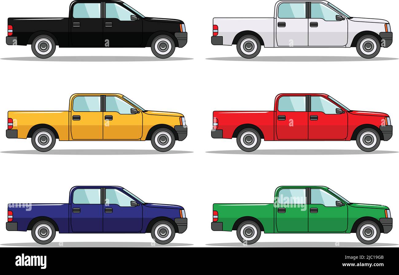 Detailed illustration of six colored cars in a flat style Stock Vector ...