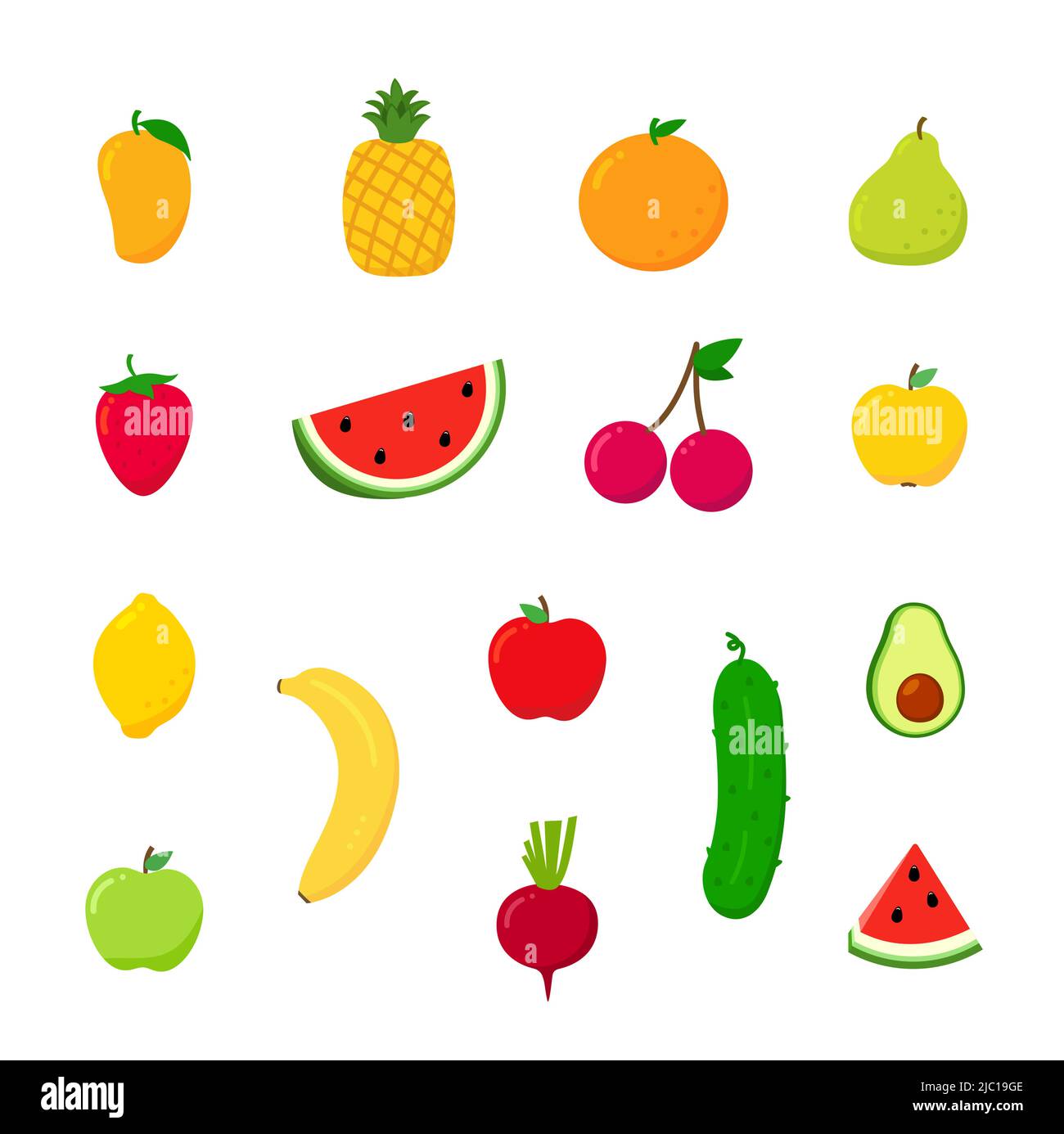 bright colors of fruits vector collections. Set fruits are apple ...