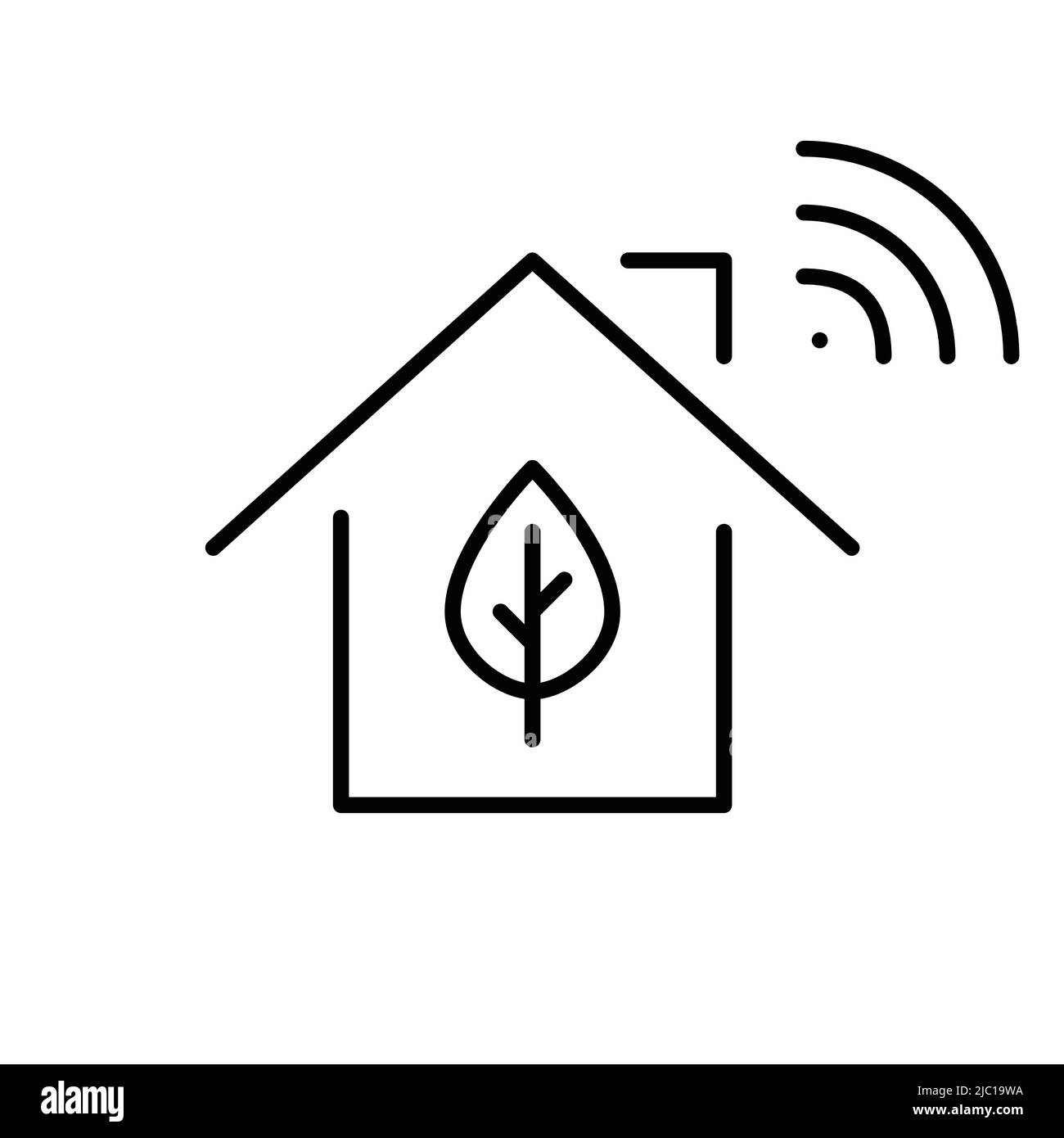 Green eco smart home icon. Pixel perfect, editable stroke line Stock ...