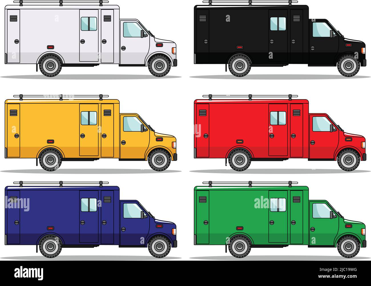 Detailed illustration of six colored cars in a flat style Stock Vector ...