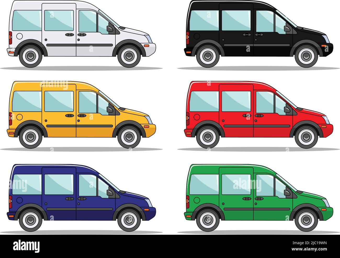 Detailed illustration of six colored cars in a flat style Stock Vector ...