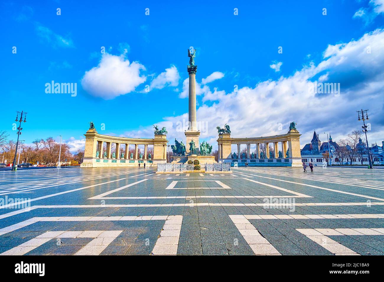 The iconic Millennium Monument complex on Heroes' Square in the heart ...