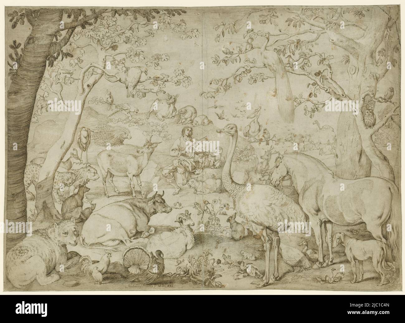 Orpheus Charming the Animals in a Landscape, draughtsman: Sinibaldo ...