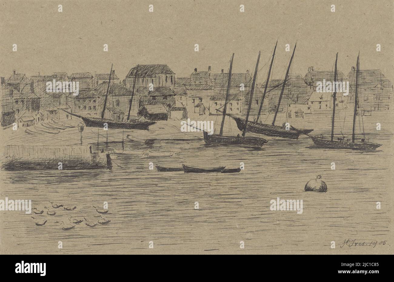 Fishing village St. Ives, draughtsman: Prosper-Alphonse Isaac, Cornwall ...