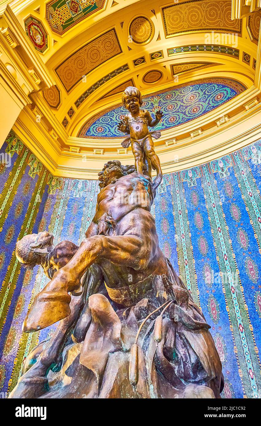 BUDAPEST, HUNGARY - FEBRUARY 23, 2022: The sculpture of Centaur ...