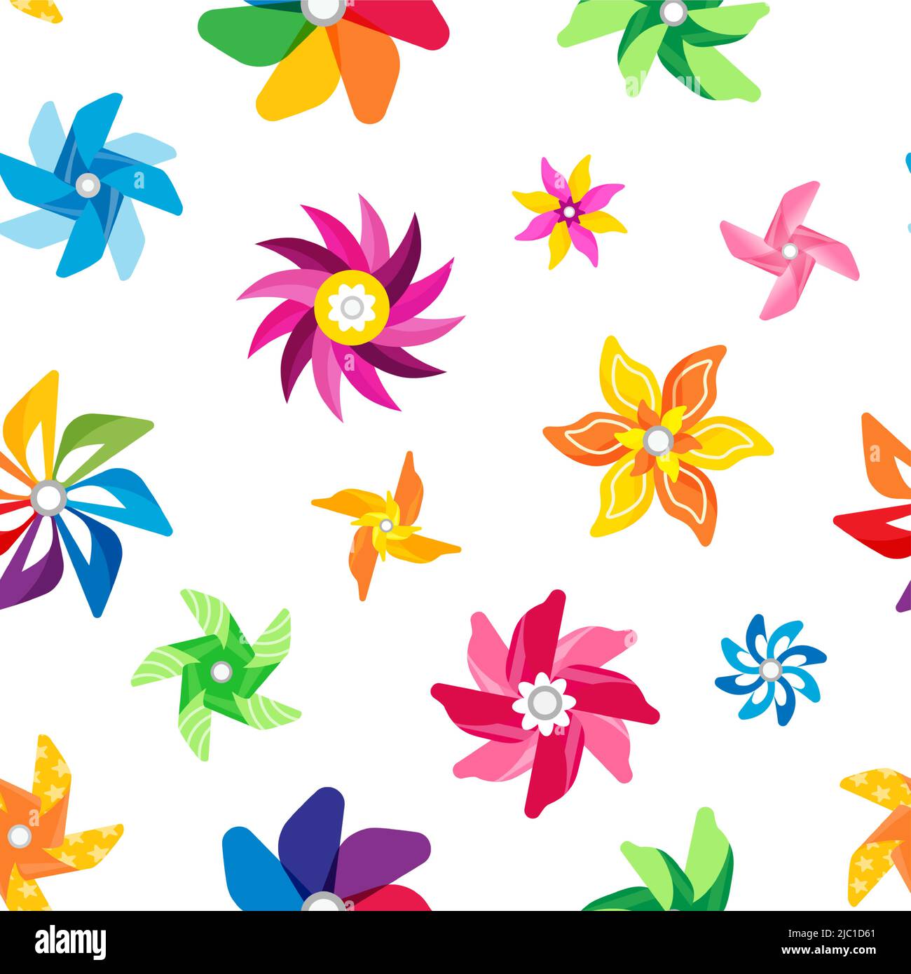 Pinwheel pattern. Seamless print of colorful summer children toy, fan ...