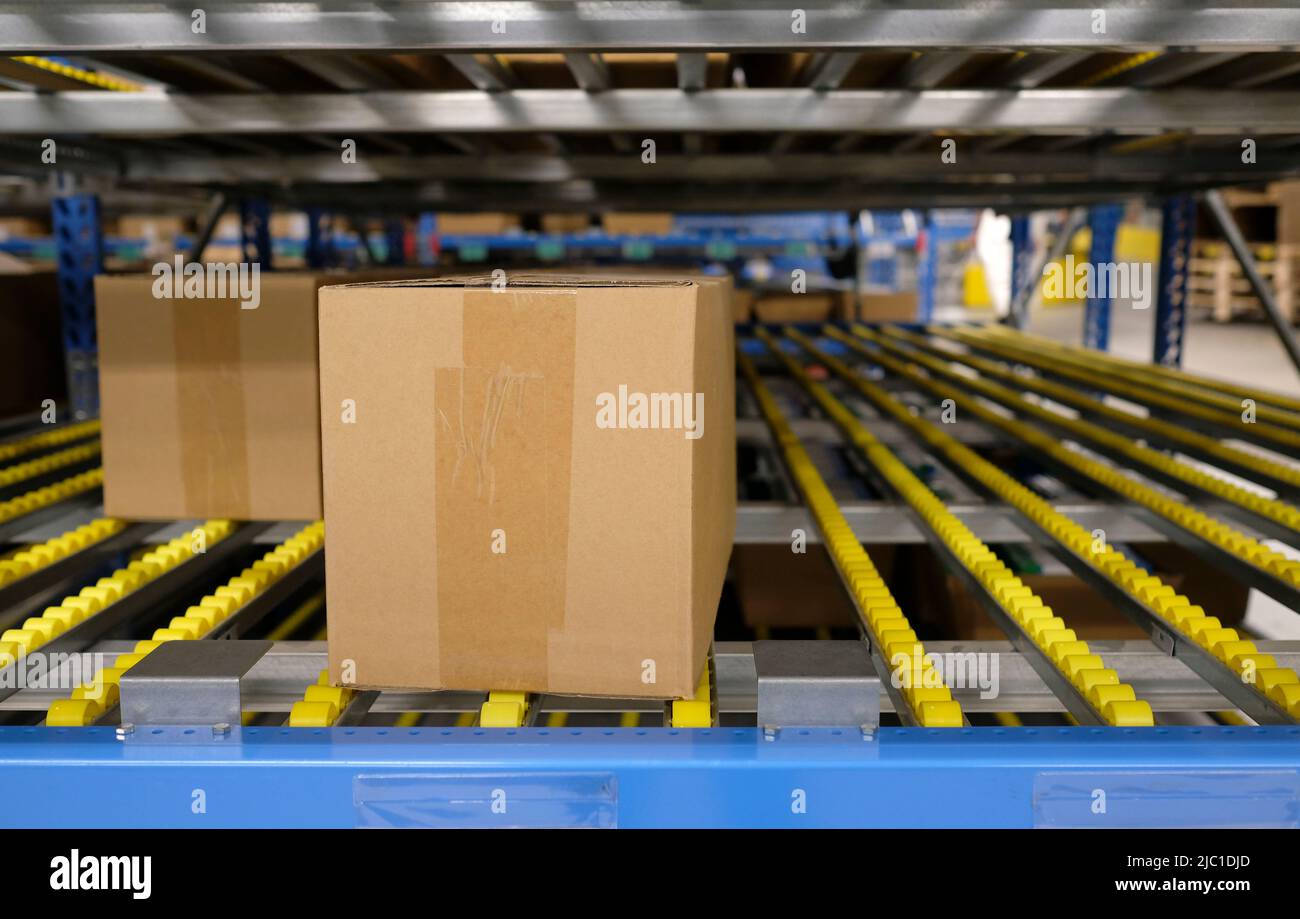 Selective focus inside a logistics and distribution center Stock Photo ...