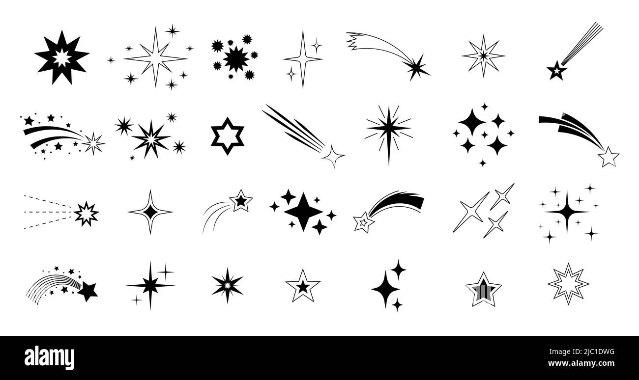 Falling meteor. Abstract silhouette of shooting star, flying meteorite ...