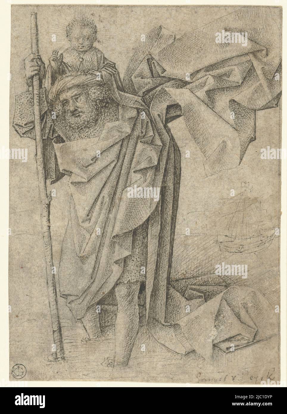 Holy Christopher with the Christ Child, draughtsman: anonymous, c. 1440 ...