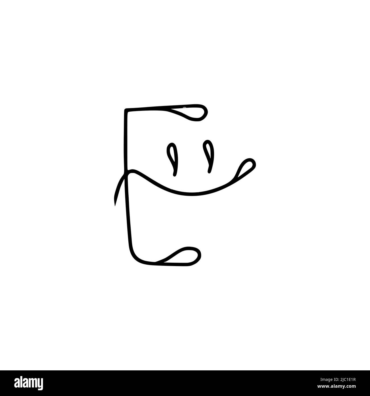 Elegant handwritten letter e and smile isolated on white background ...